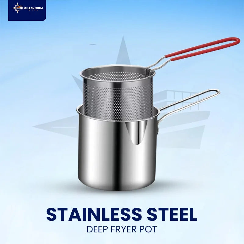 Stainless Steel Deep Fry Pot with Thermometer & Oil Drain Rack ...